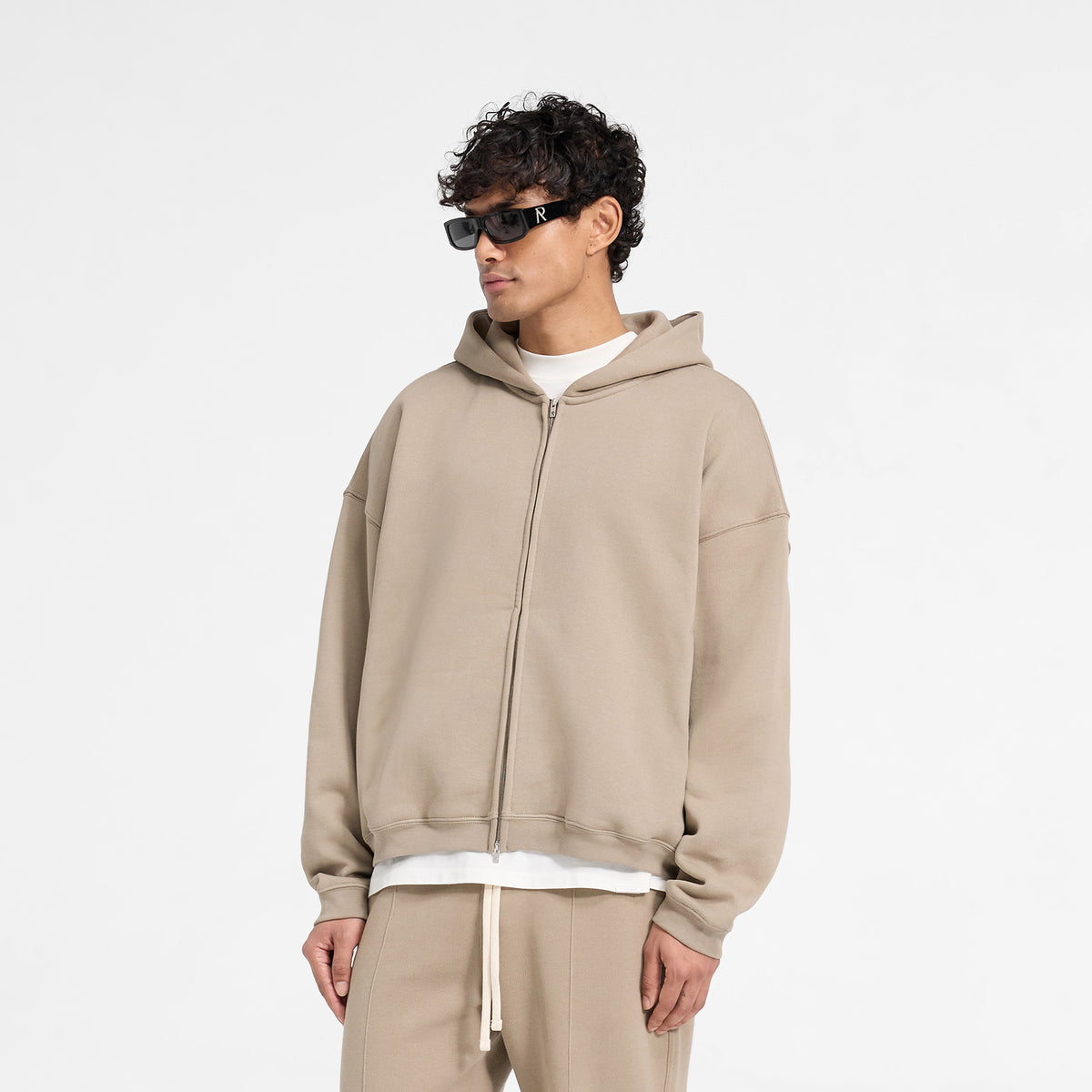 Initial Boxy Oversized Zip Hoodie | Dune | REPRESENT
