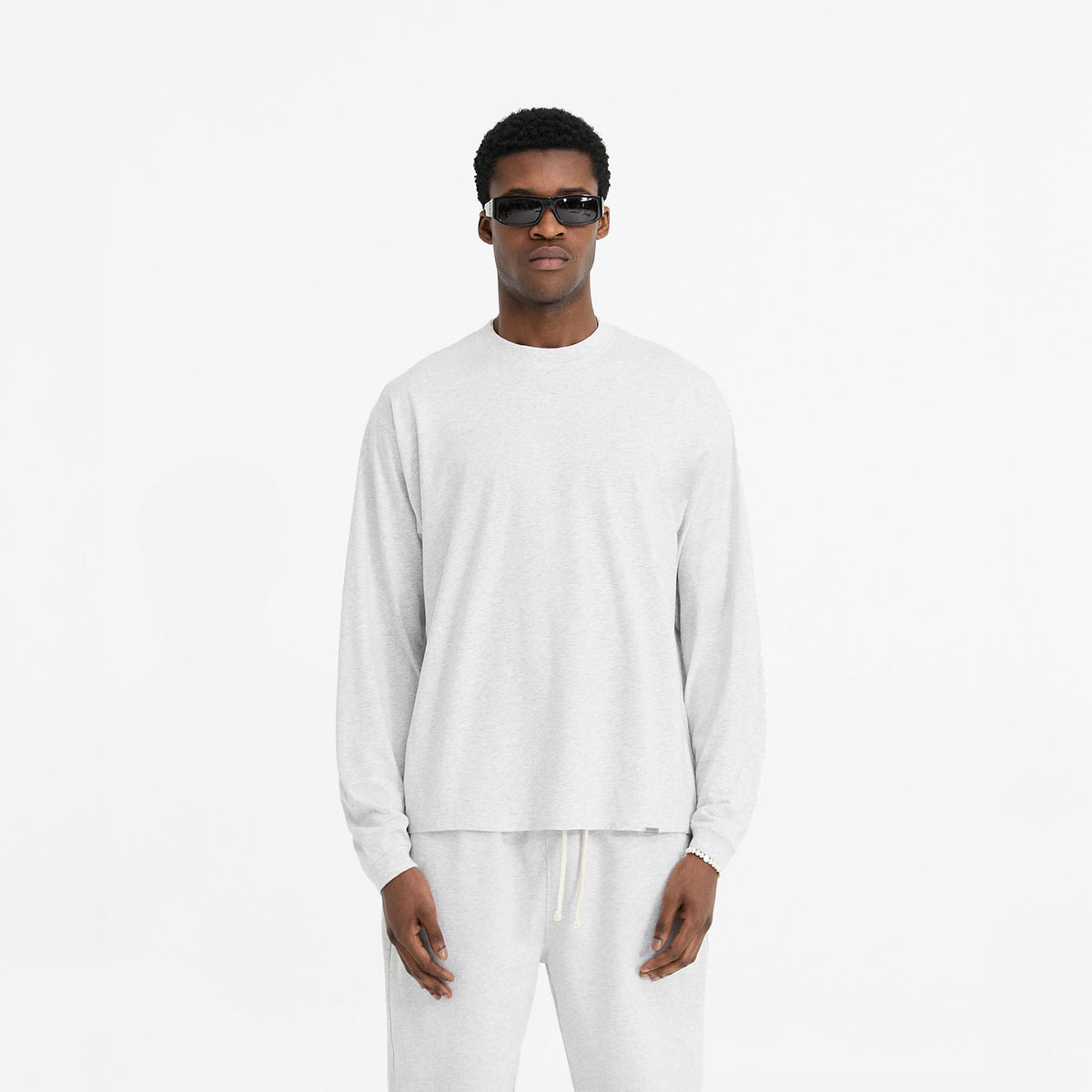 Initial Long Sleeve T-Shirt - Ice Grey Marl | REPRESENT