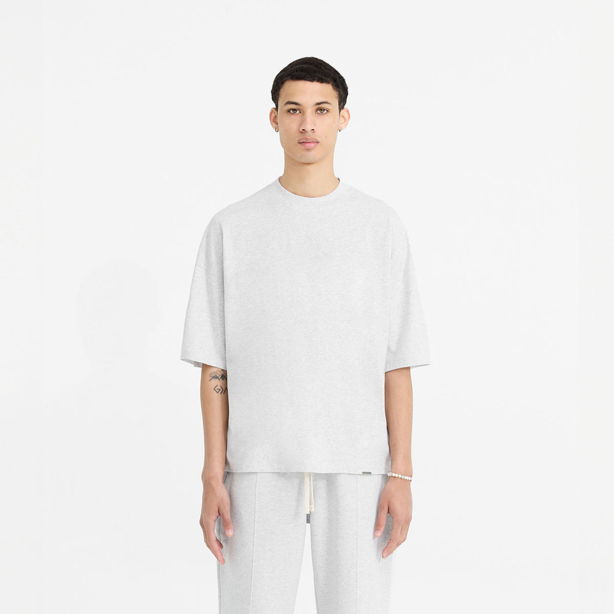 Initial Boxy T-Shirt - Ice Grey Marl | REPRESENT