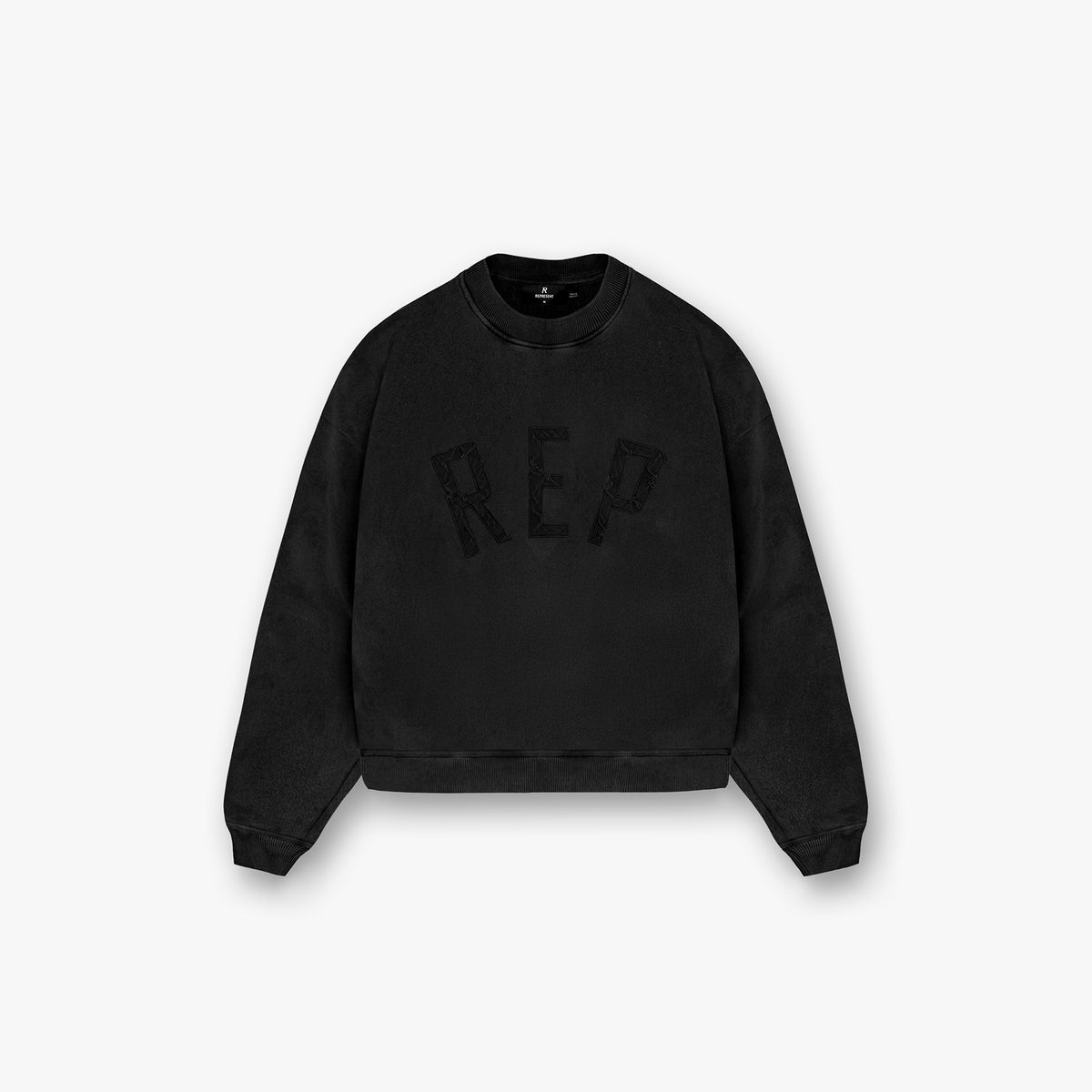 Rep Applique Sweater - Off Black | REPRESENT