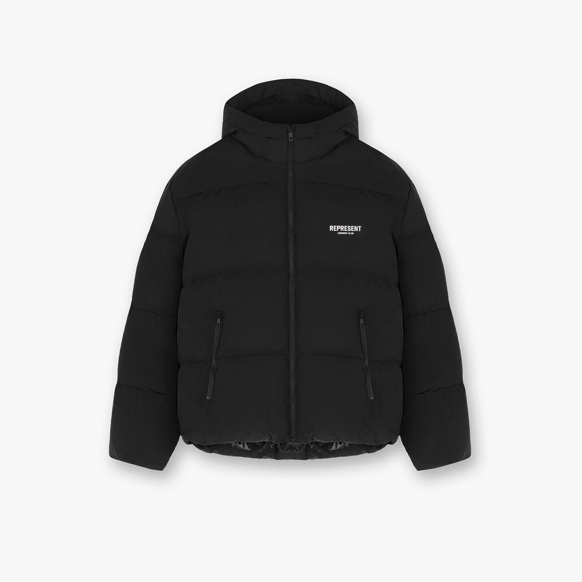 Black Hooded Puffer Jacket | REPRESENT